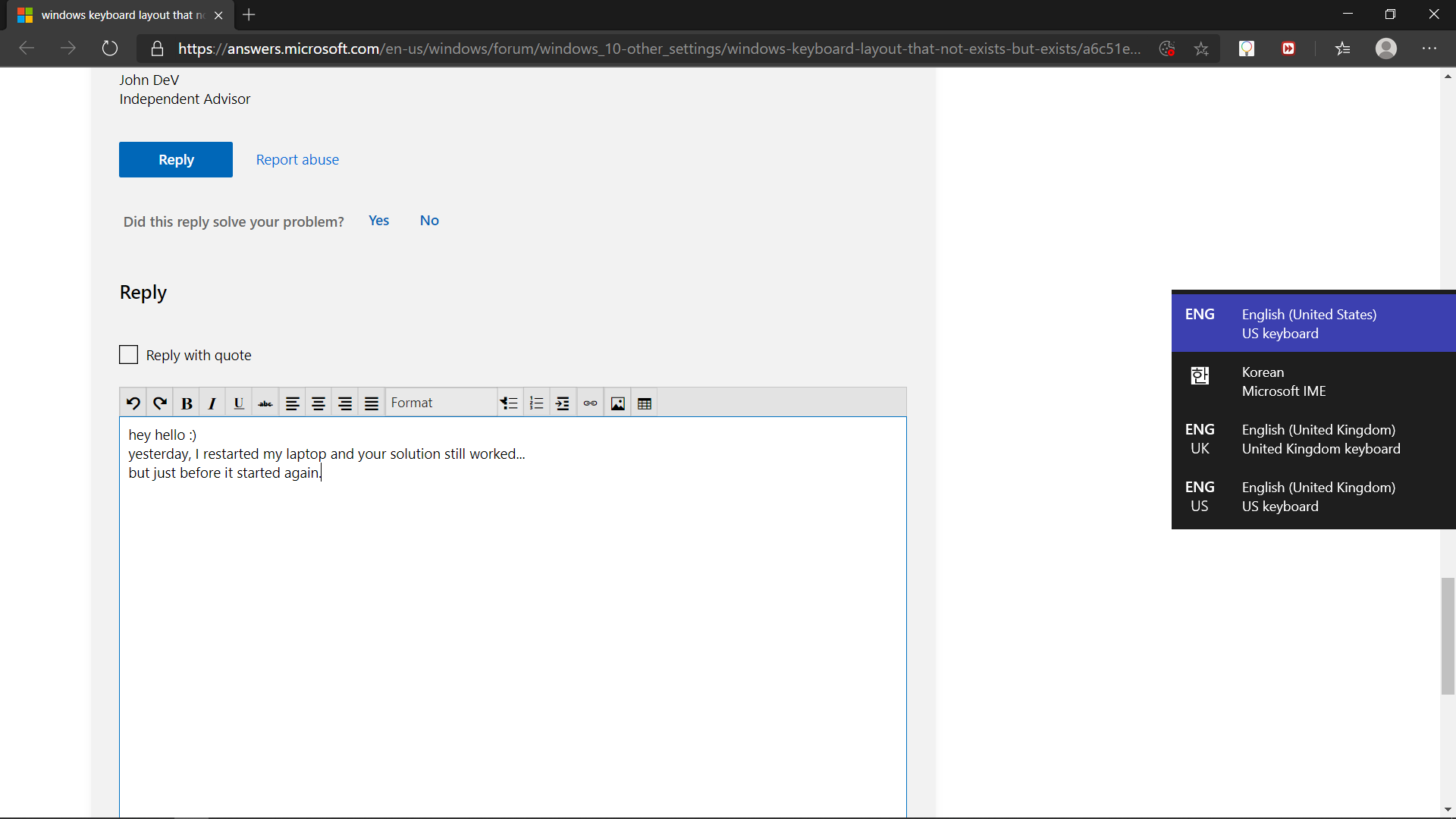 windows keyboard layout that not exists but exists. - Microsoft Q&A