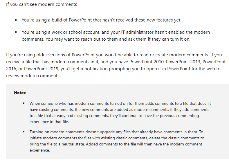 Anyone know which version has Enable Modern Comments option is ...