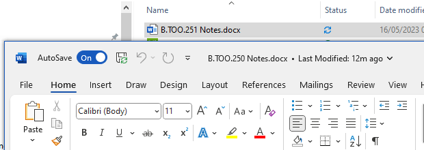 Incorrect file name shown in word after rename and before sync ...