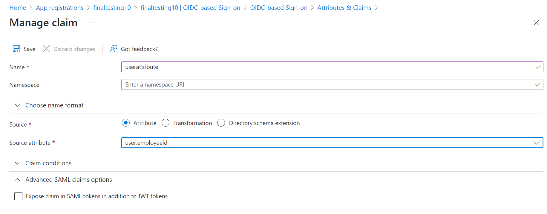 How to automate the claim with source attribute for Enterprise application - Microsoft Q&A