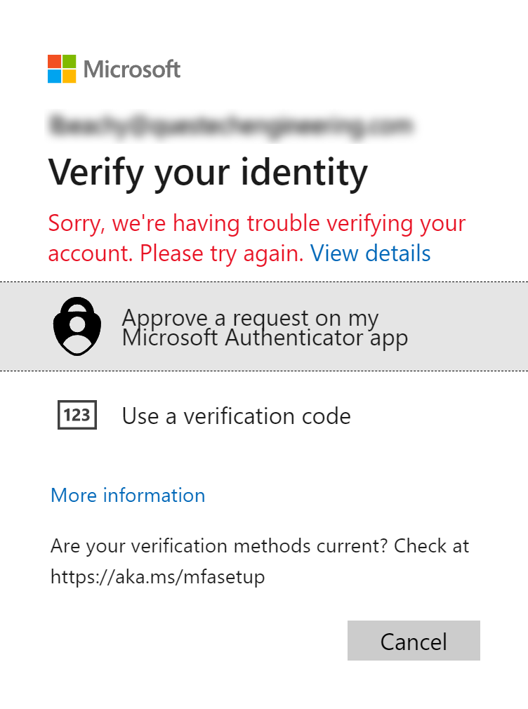 I am trying to set up a new work account, but the Authenticator ...