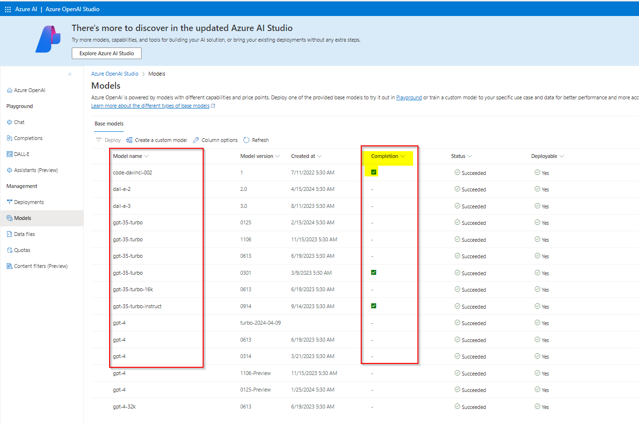 Completions call failed:OperationNotSupported - Microsoft Q&A