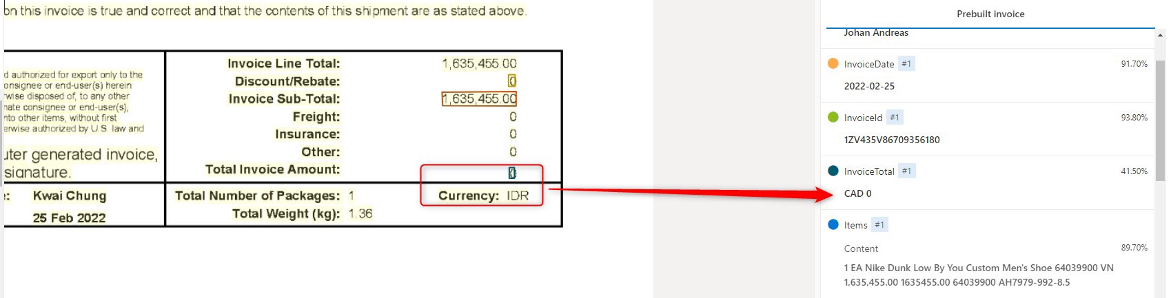 Wrong currency picked by pre-built invoice model - Document intelligence - Microsoft Q&A