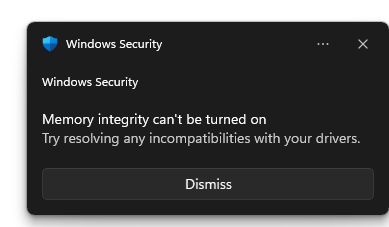 Core Isolation - Memory integrity (xhunter1.sys) - Microsoft Q&A