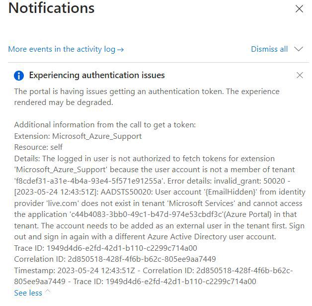 The account needs to be added as an external user in the tenant first ...