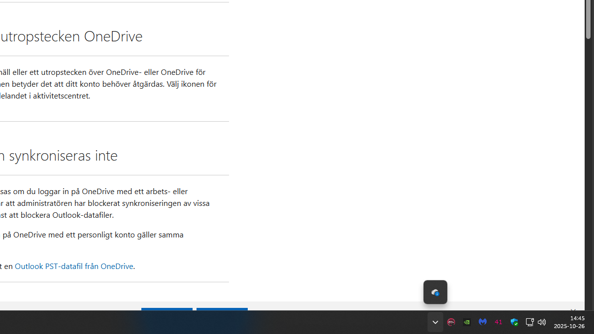 My onedrive icon have a blue circle with an i, but what i do it won't ...