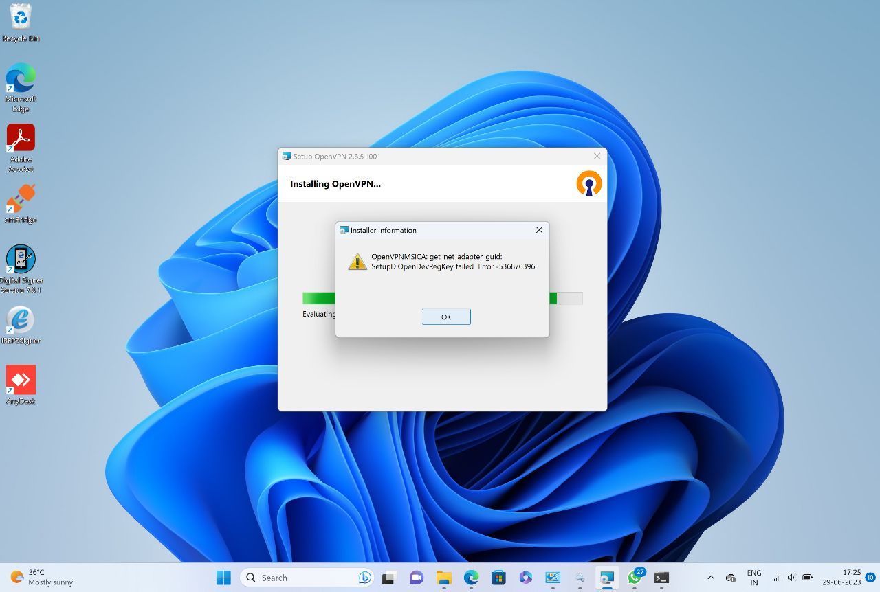 OpenVPN installation error for Surface Pro 9 (windows 11 Pro with ARM) with QUALCOMM SQ3 ...