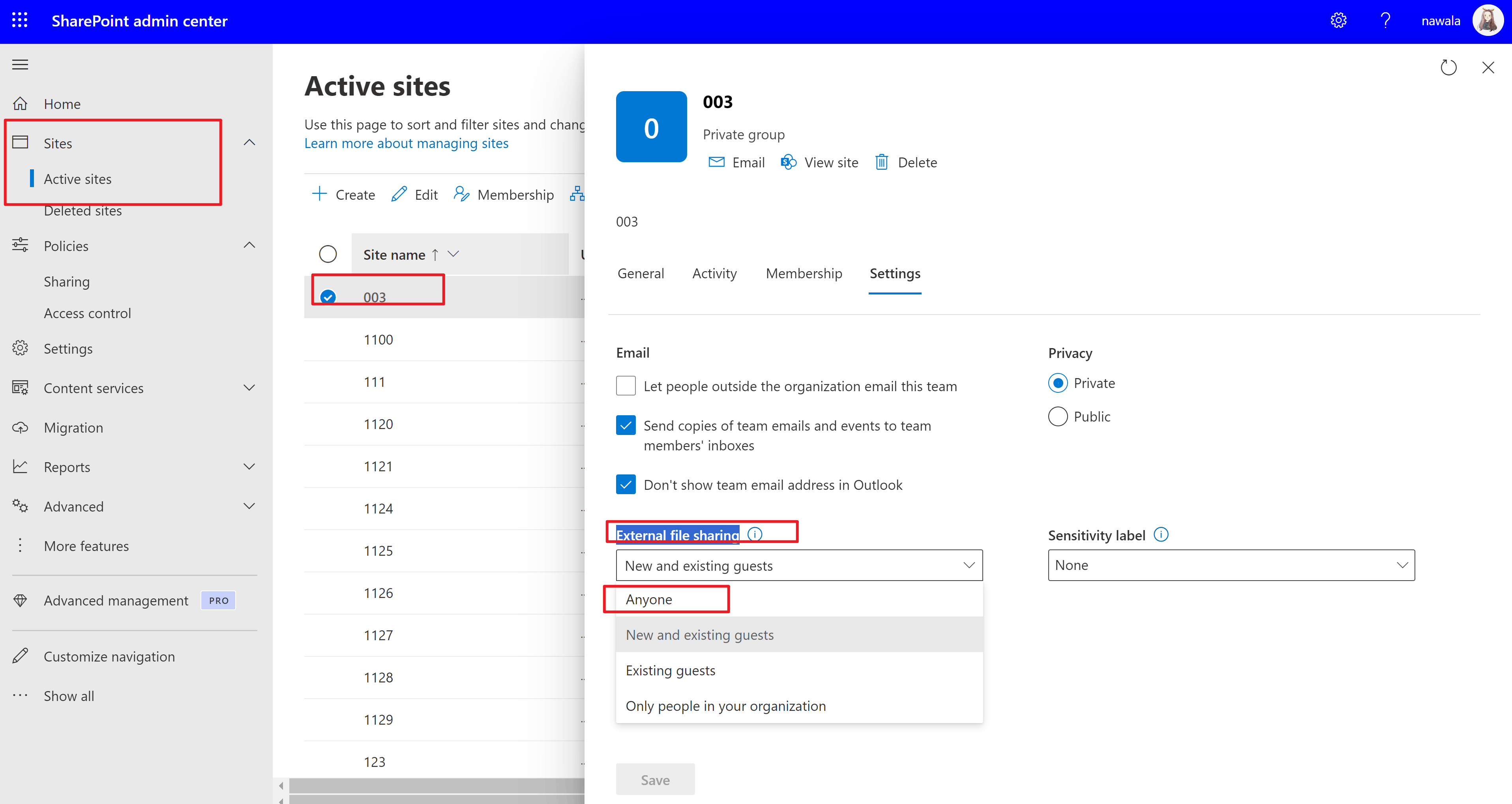 Sharepoint site permission "Share with anyone" - Microsoft Q&A