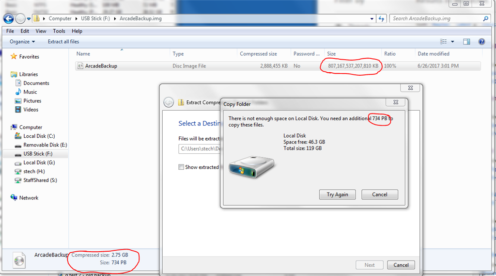 Windows extracts a 3GB file to 734 million GB - Microsoft Q&A