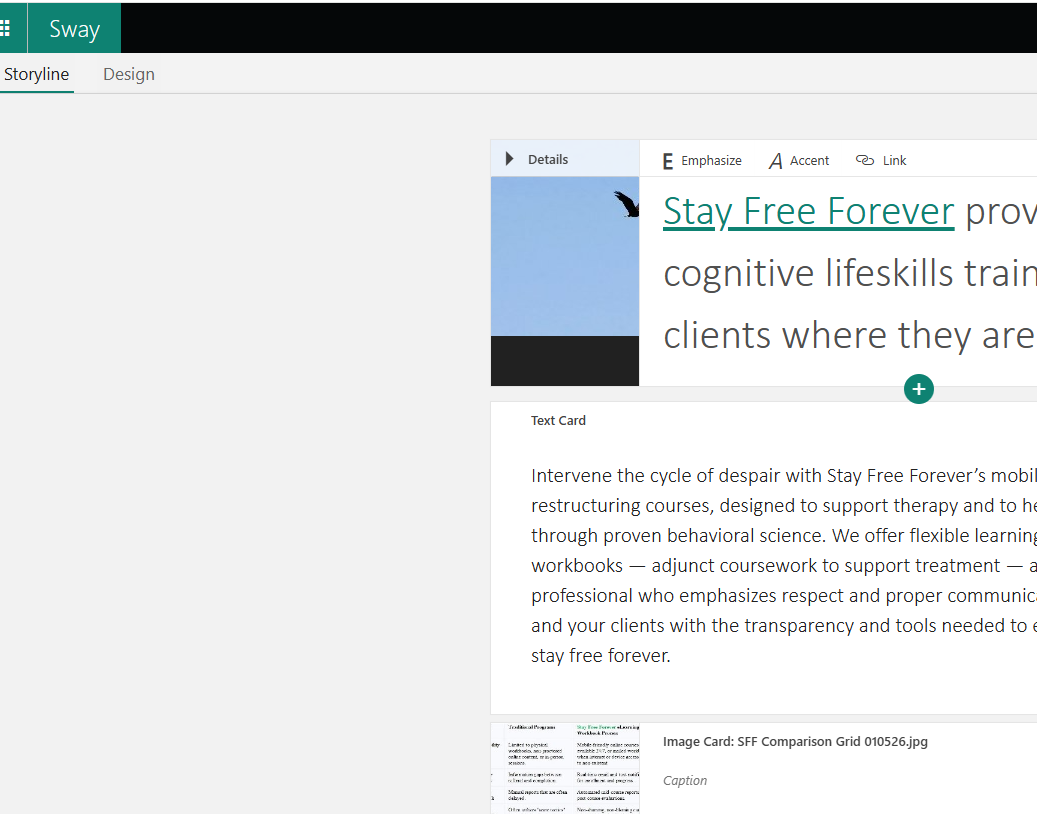 When I attempt to share a completed Sway with myself at another email ...