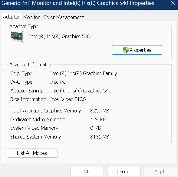 Why does intel iris xe graphics card have no VRAM? - Microsoft Q&A
