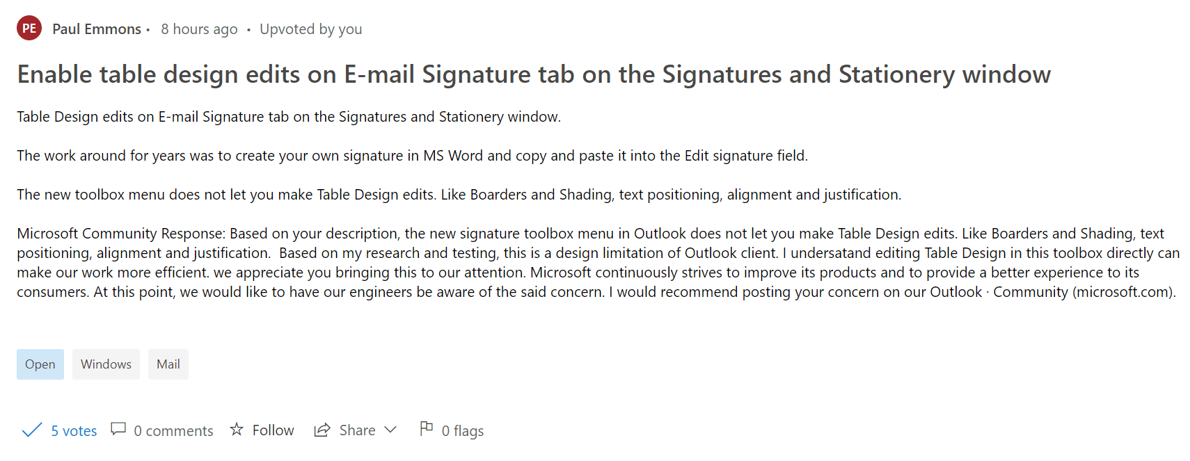 Microsoft Outlook Email Signatures with Tables - Microsoft Q&A