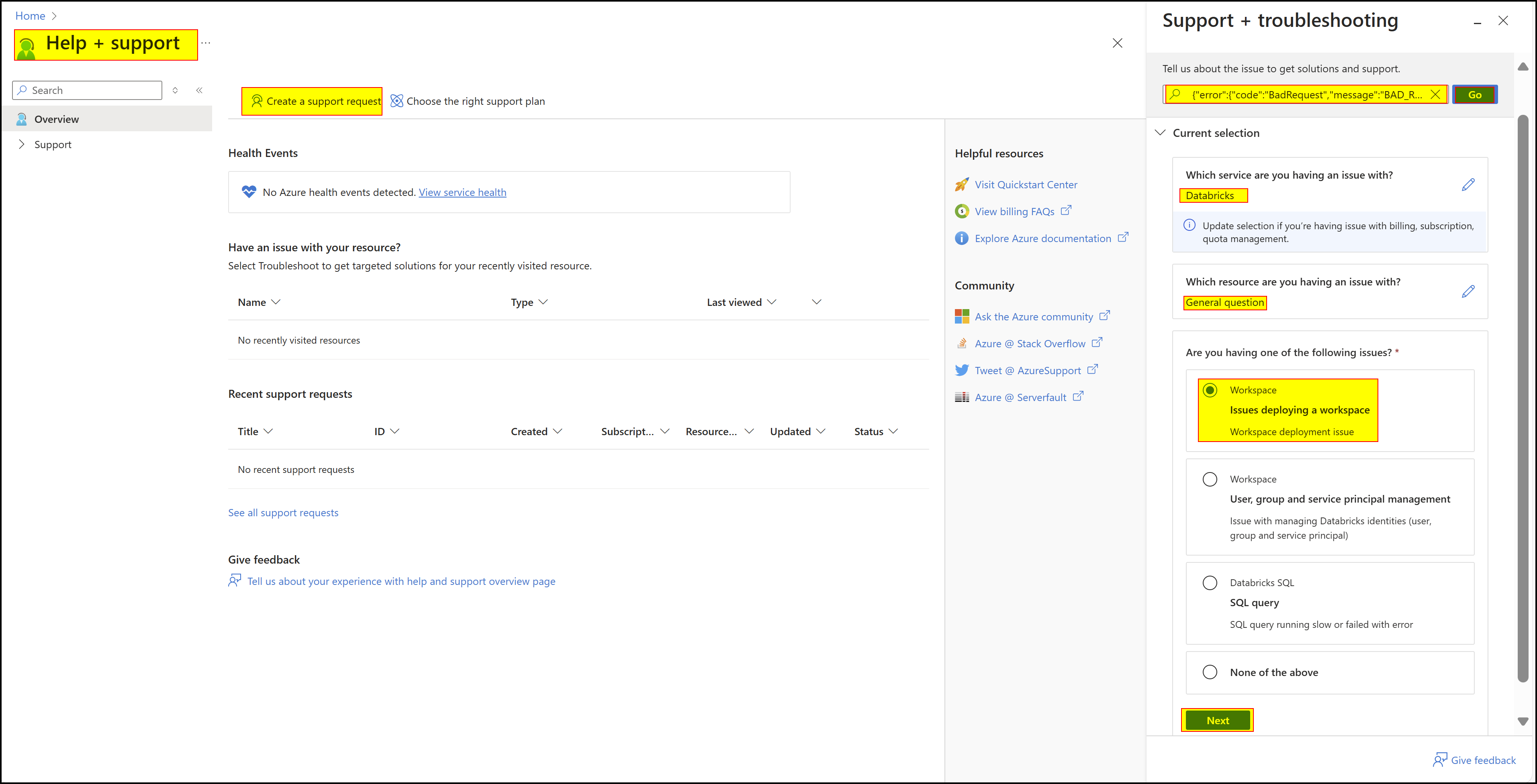 Databricks Workspace Deployment Failed With Badrequest Error Microsoft Qanda