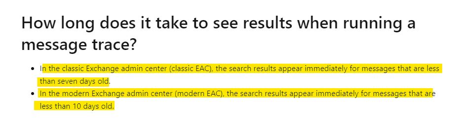 Message Trace Exchange Admin No data to show Error - Microsoft Q&A