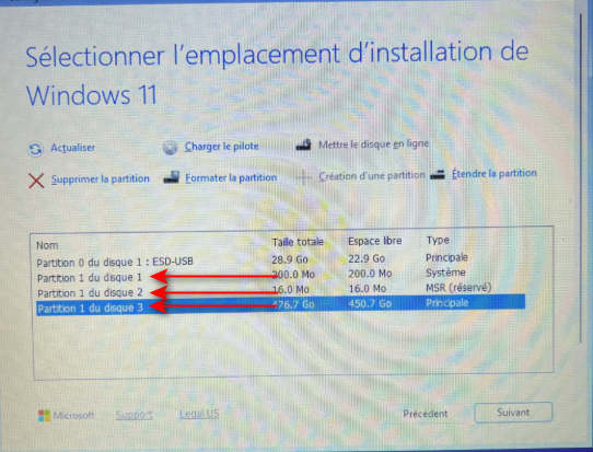 Pb de numéro de partition lors d'une réinstallation W11 / ASUS VivoBook ...