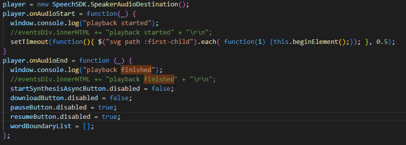 Why do I get a playback finished, but no playback started are speech ...