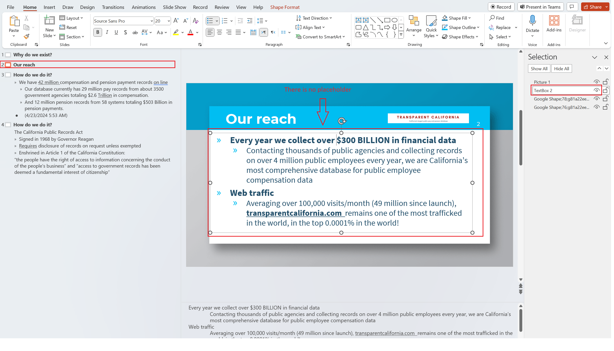 PowerPoint 2021 showing some notes in Outline View but not all - how to ...