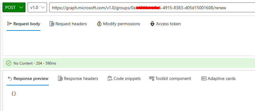 Renew Groups API returns No HTTP resource was found that matches the request URI 'https ...