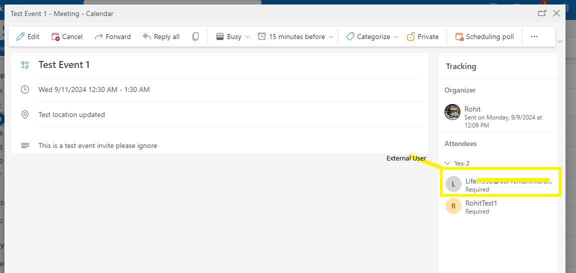Status of events is mismatching for external user and organizer. - Microsoft Q&A