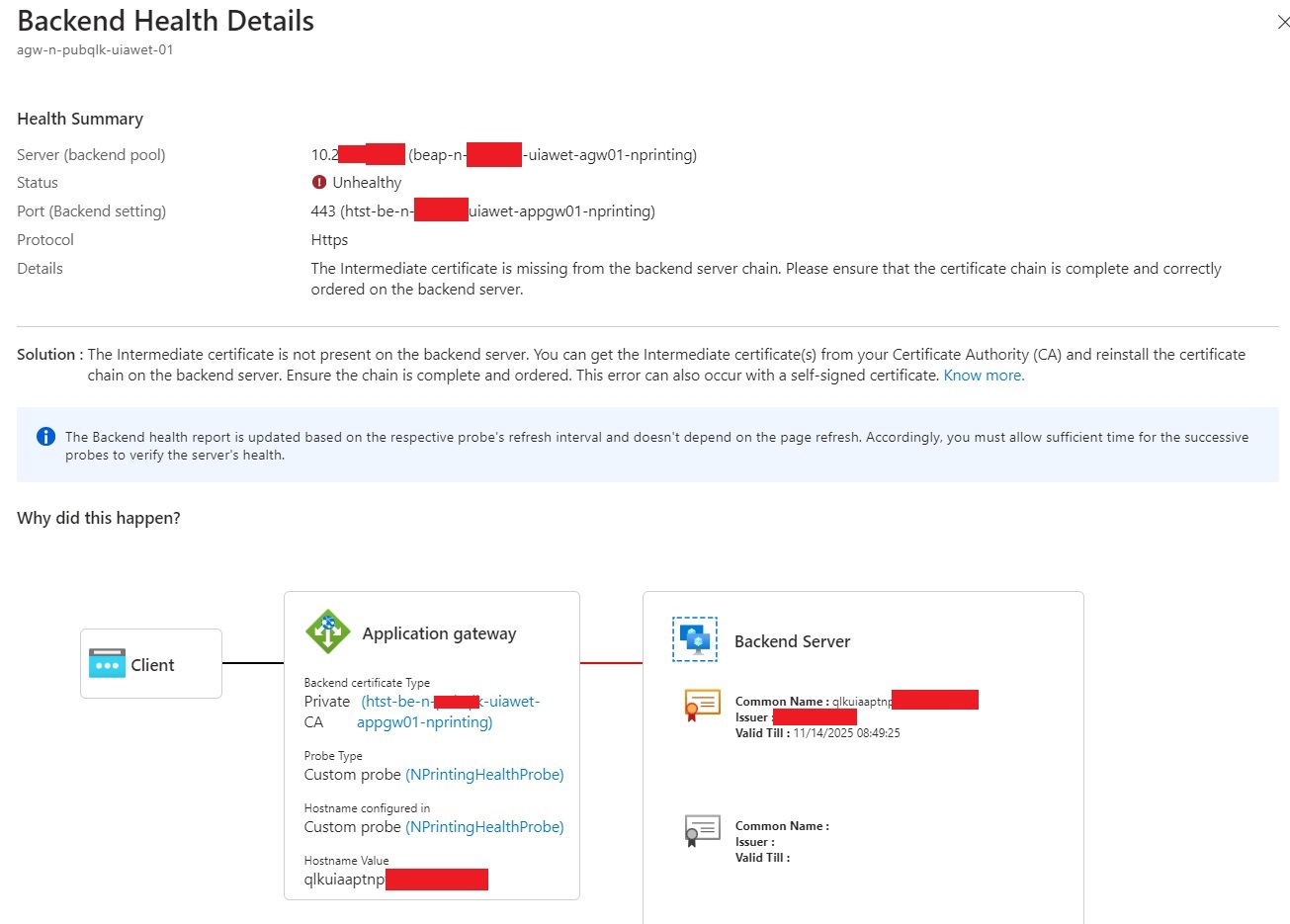 Unhealthy Health Probe Microsoft Qanda