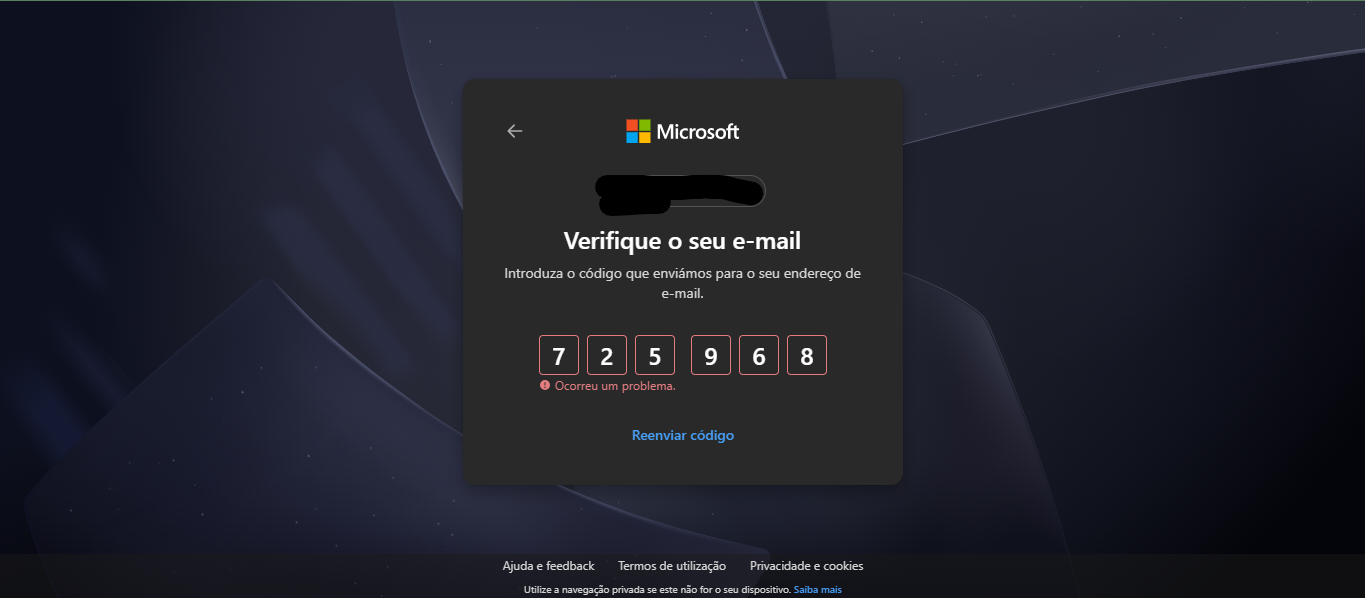 Não consigo criar conta Microsoft - Microsoft Q&A
