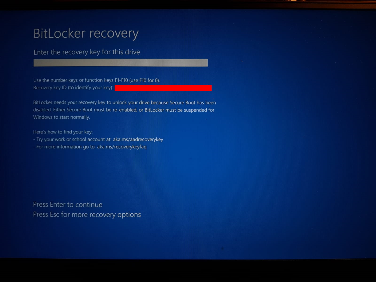 BitLocker Recovery key not found - Microsoft Q&A