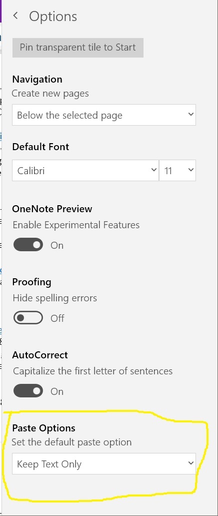 OneNote default paste option - Microsoft Q&A