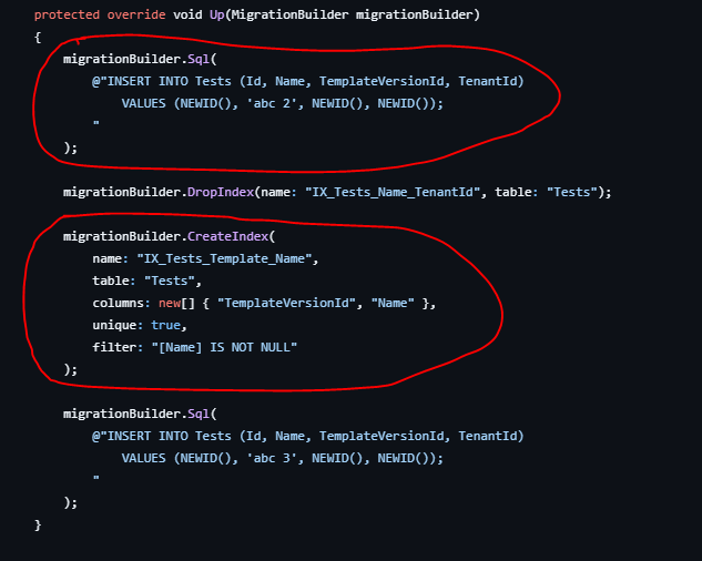 Ef Core create unique index migration doesn't work as expected - Microsoft Q&A