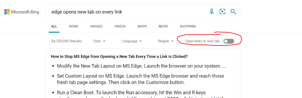 Edge opens search on new tabs. How to stop it? - Microsoft Q&A
