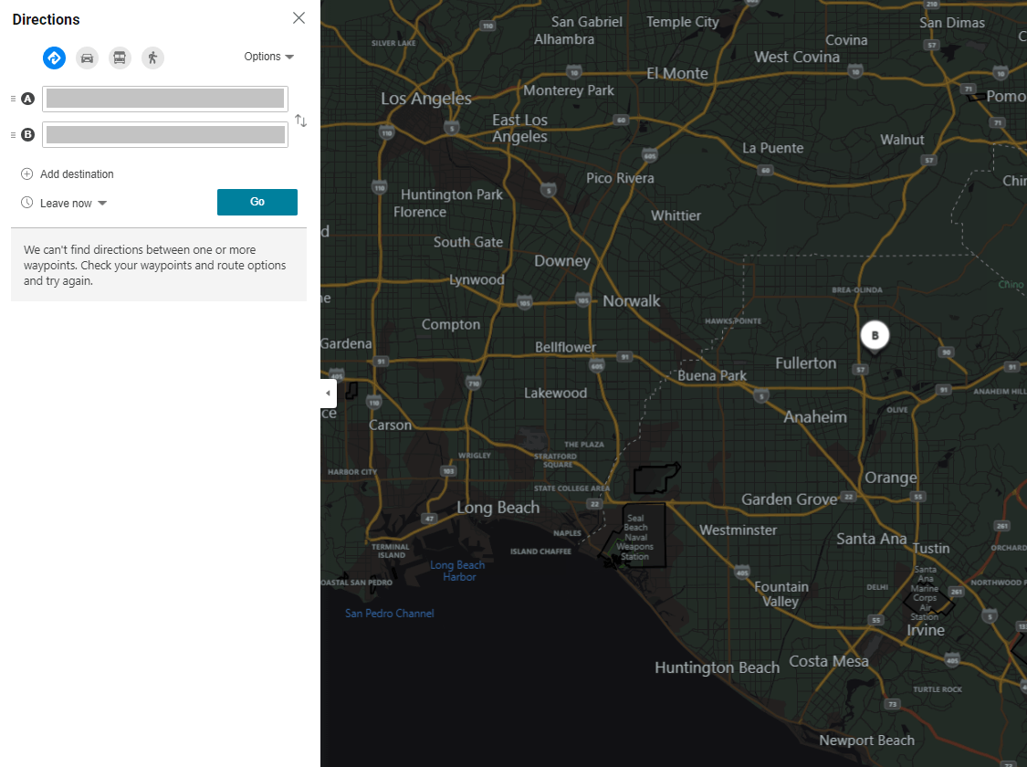 Bing Maps can't find directions between two addresses when using Edge browser. - Microsoft Q&A