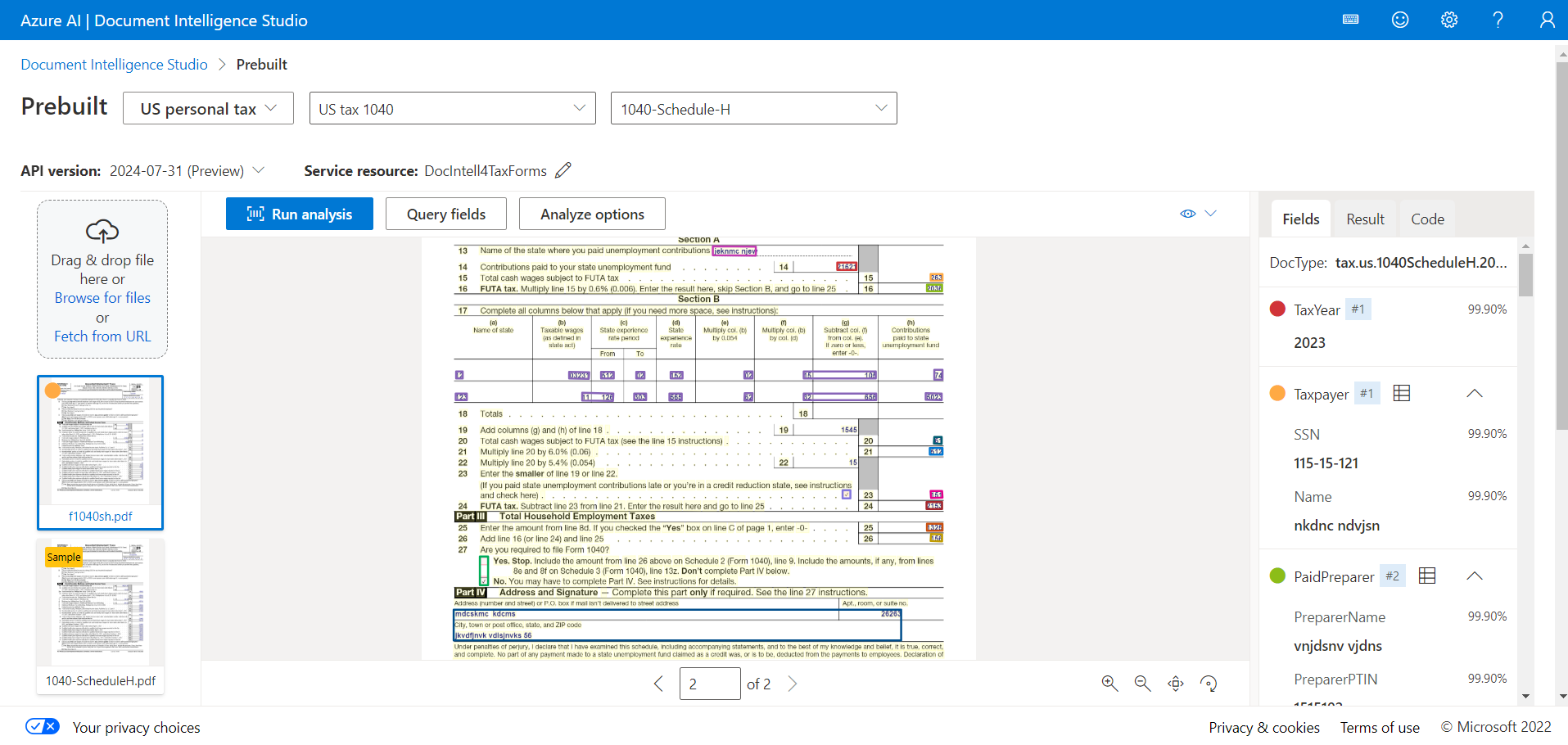 Values are not extracted correctly of box17 table in US Tax 1040 ...