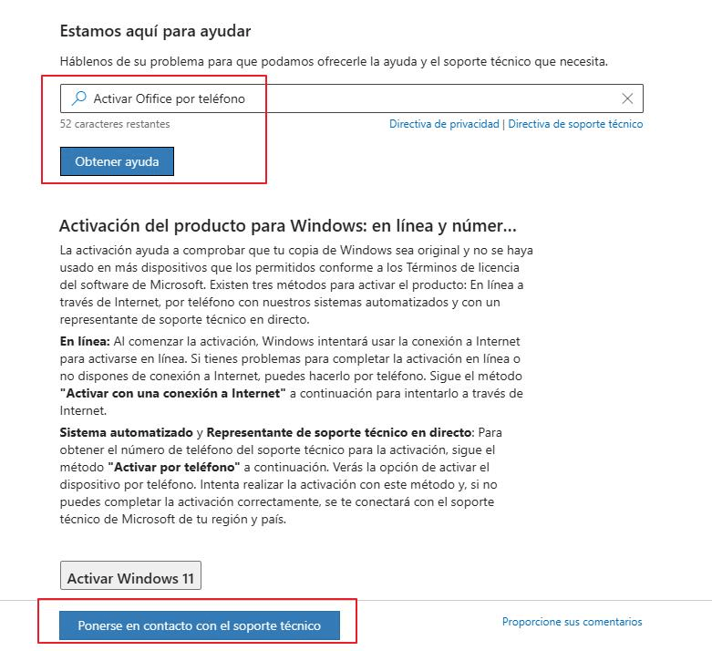 como activar office por telefono? - Microsoft Q&A