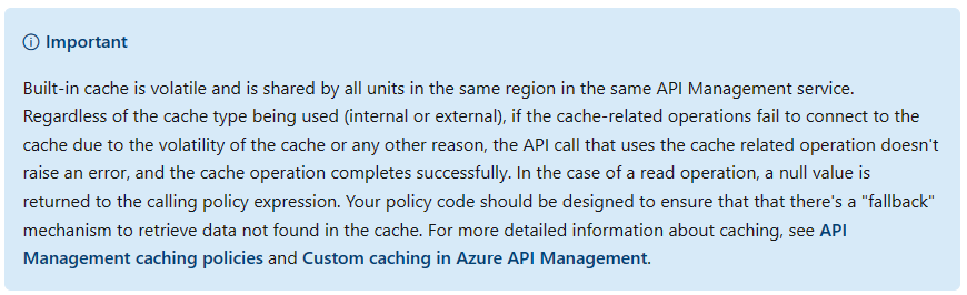 Azure APIM internal cache volatility & usage - Microsoft Q&A