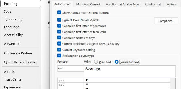 How do I get Autocorrect with Formatted Text to only apply to the ...