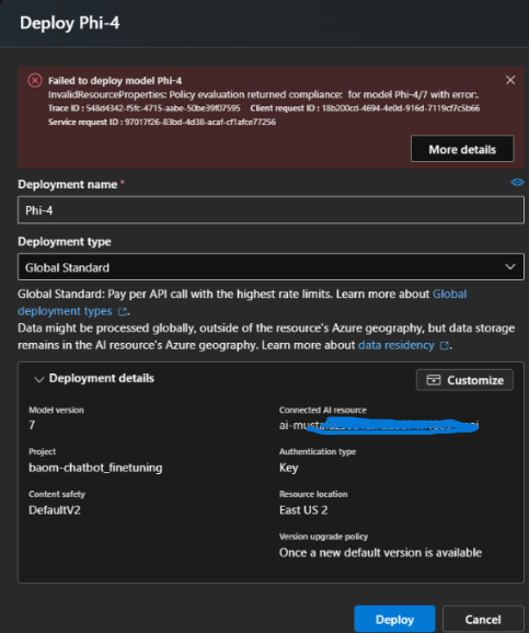 Deployment and Fine-Tuning Issues with Phi-4 on Serverless API - Microsoft Q&A