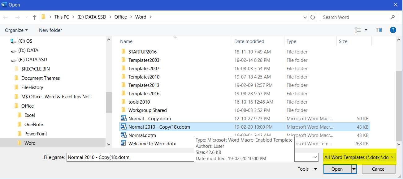 How to convert Word 2010 normal.dotm into normal.dotm for Word 2016 ...