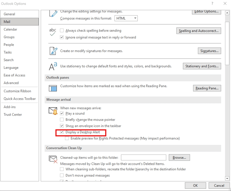 STOP popup message previews bottom-right of Outlook screen - Microsoft Q&A