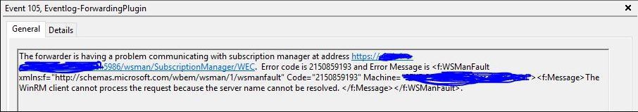 Event Forwarder issue - Microsoft Q&A