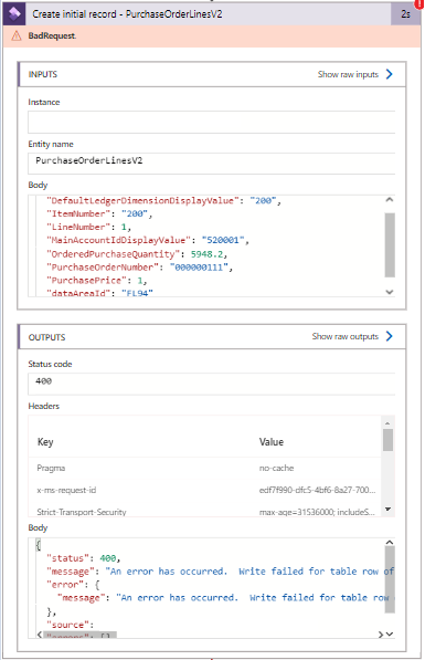 Error in creating PO detail after the PO header has been created ...