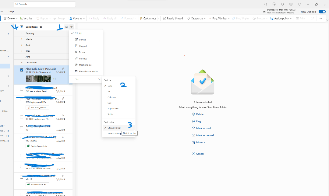How to delete emails older than 30 days from sent email folder sent from logic app? - Microsoft Q&A