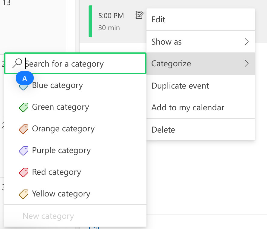Group calendar categories - Microsoft Q&A