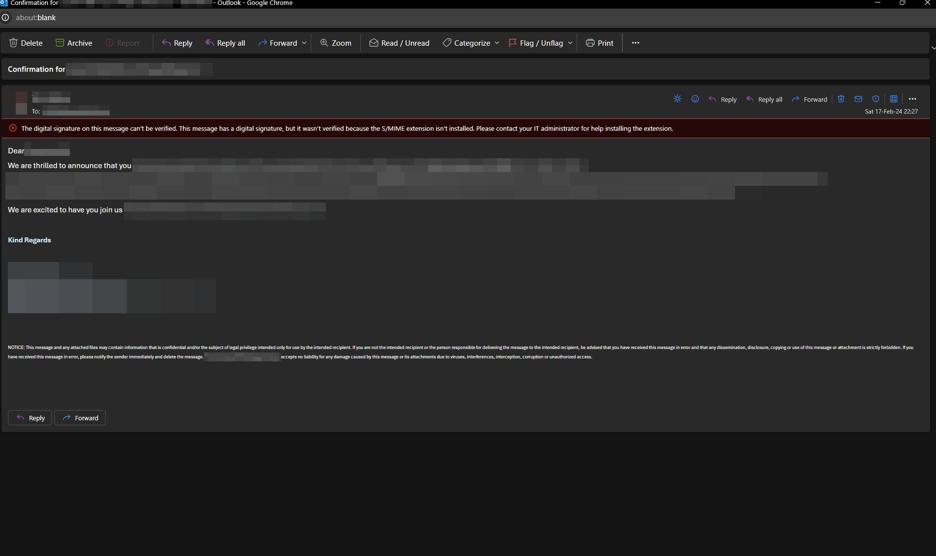 Old emails on Outlook Classic signed with S/MIME certificate are no longer readable after ...