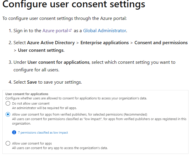 What is the expected default or Microsoft recommended Admin Consent ...