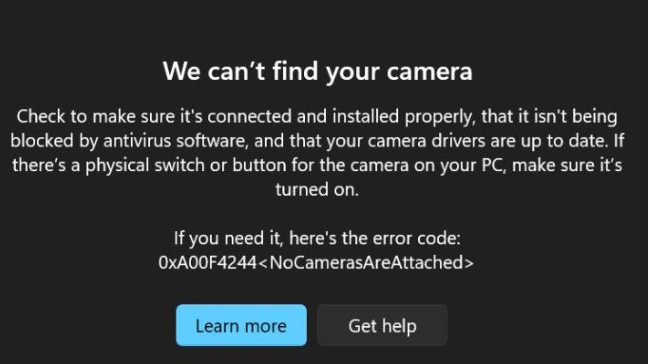 Built in Camera is not detected by camera app - Microsoft Q&A