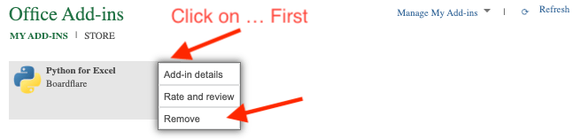 Microsoft 365 (Excel on Browser) - UnInstall (Remove) Add-ins ...