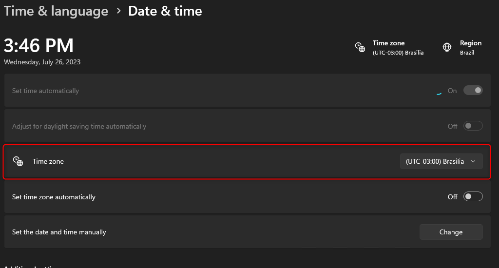 How can I manually change the time zone? - Microsoft Q&A