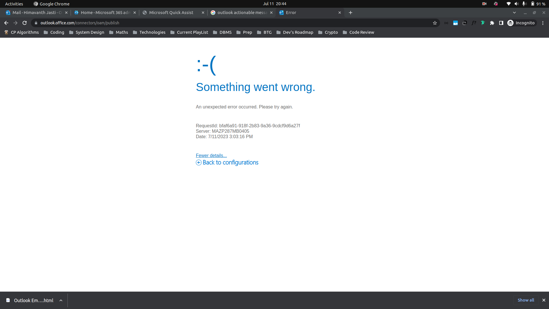 Not able register on outlook actionable messages developer dashboard ...