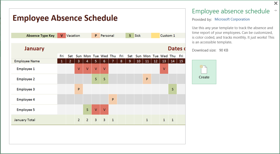 Excel Template - Employee Absence Schedule - Microsoft Q&A