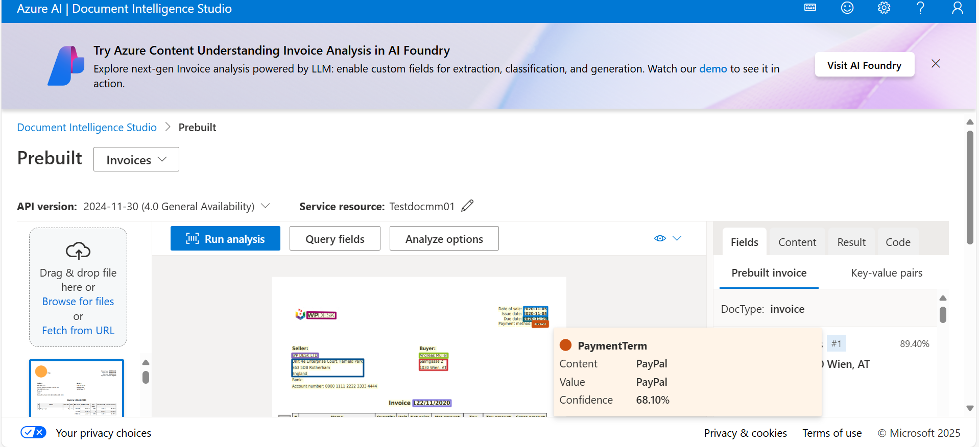 In Document Intelligence the prebuilt invoice models claim to have support for Swedish in one ...