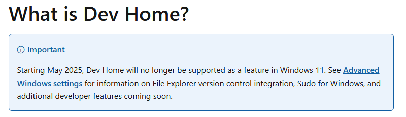 Dev Home missing on my PC - Microsoft Q&A